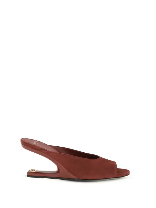 Balmain Suede Sculptural Heel Mules