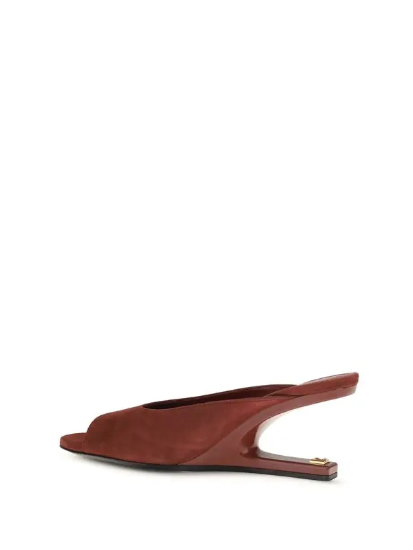 Balmain Suede Sculptural Heel Mules