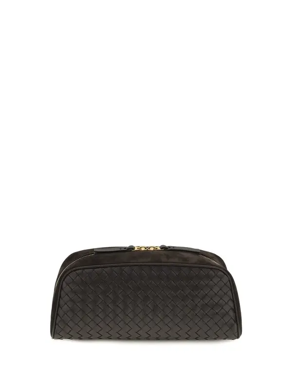 Bottega Veneta Large Nodo Pouch In Nappa And Suede - Brown
