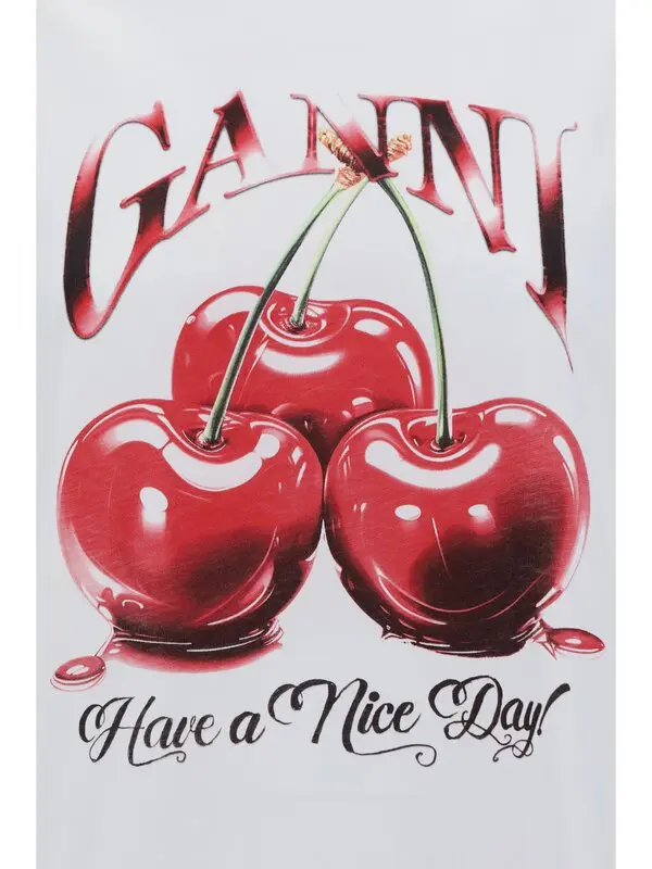 GANNI Cherry Relaxed T-shirt - White