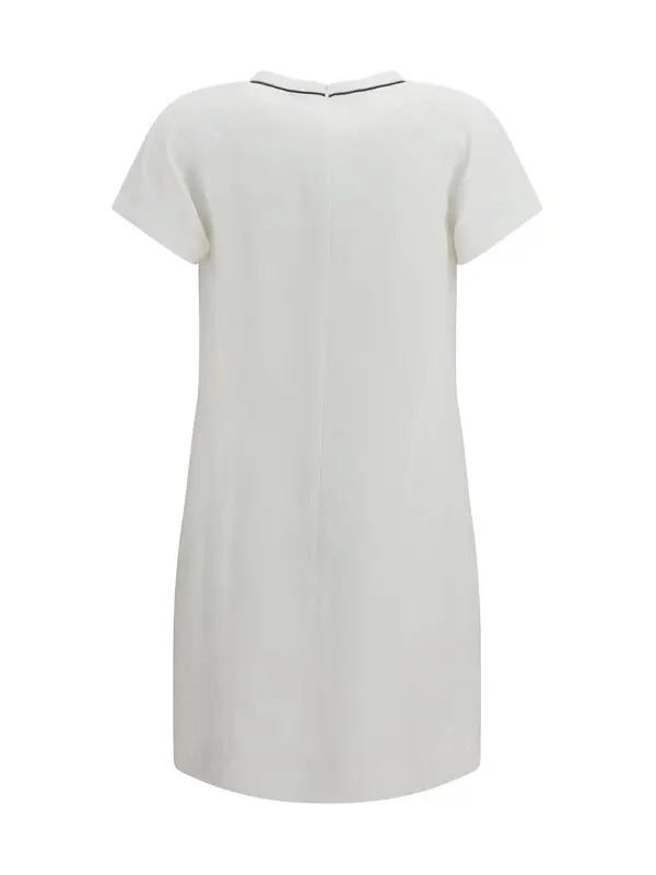 Brunello Cucinelli Midi Linen Dress With Monili Chain Detail