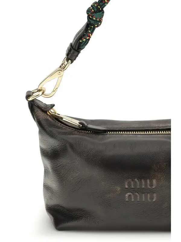 Miu Miu Leather Handbag With Embroidered Logo