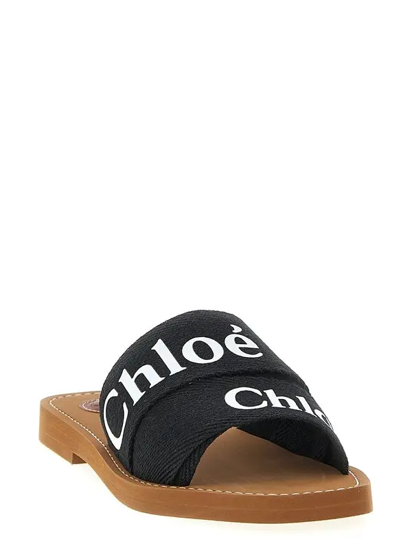 Chloé Woody Flat Sandals - Black