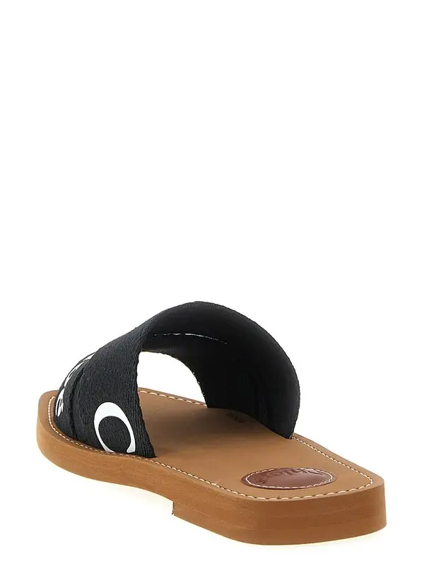 Chloé Woody Flat Sandals - Black