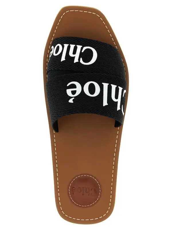 Chloé Woody Flat Sandals - Black