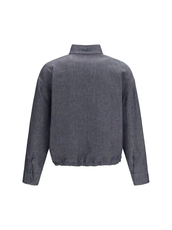 Fendi Reversible Zip-up Denim Jacket With Drawstring Hem