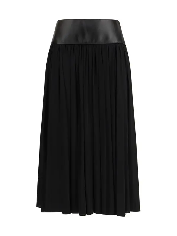 Alaïa Midi Skirt With Wide Leather Belt - Black