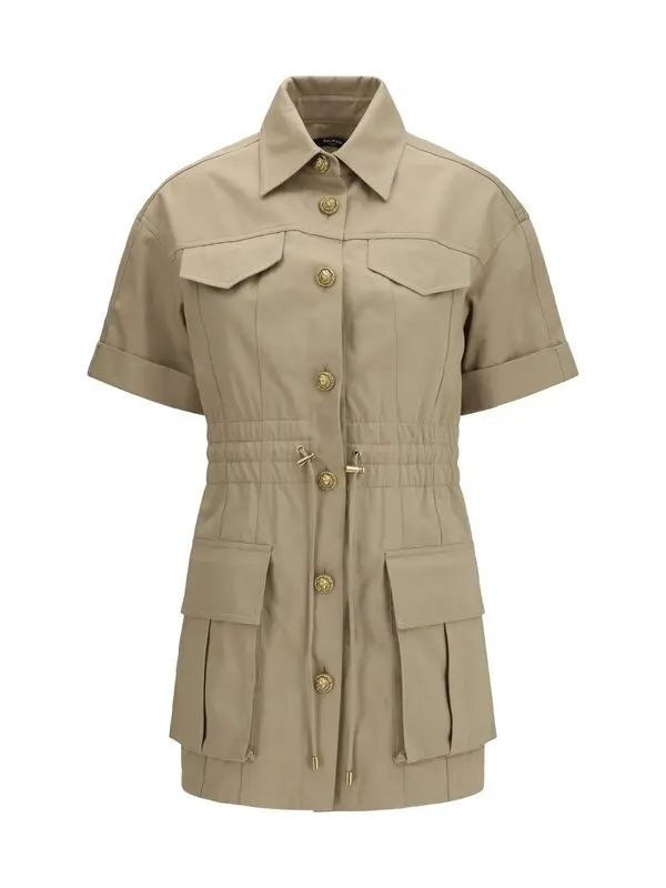 Balmain Gabardine Dress With Four Pockets And Buttons