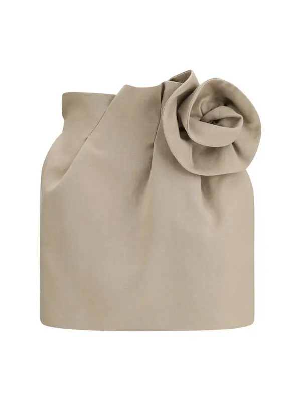 Magda Butrym Linen Mini Skirt With Floral Detail