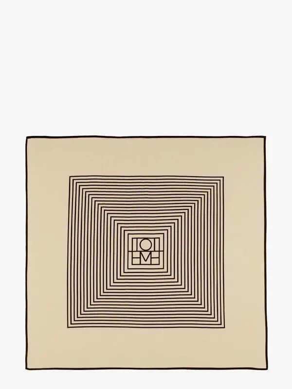 TOTEME Centered Monogram Silk Foulard - Cream