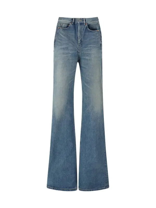Saint Laurent Logo-motif Jeans - Blue