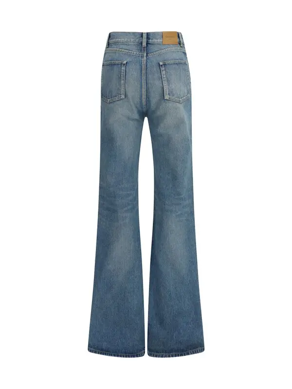 Saint Laurent Logo-motif Jeans - Blue