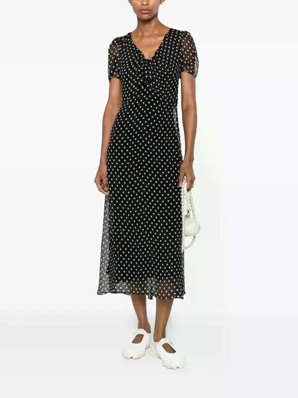 N°21 Polka Dot Silk Midi Dress - Black