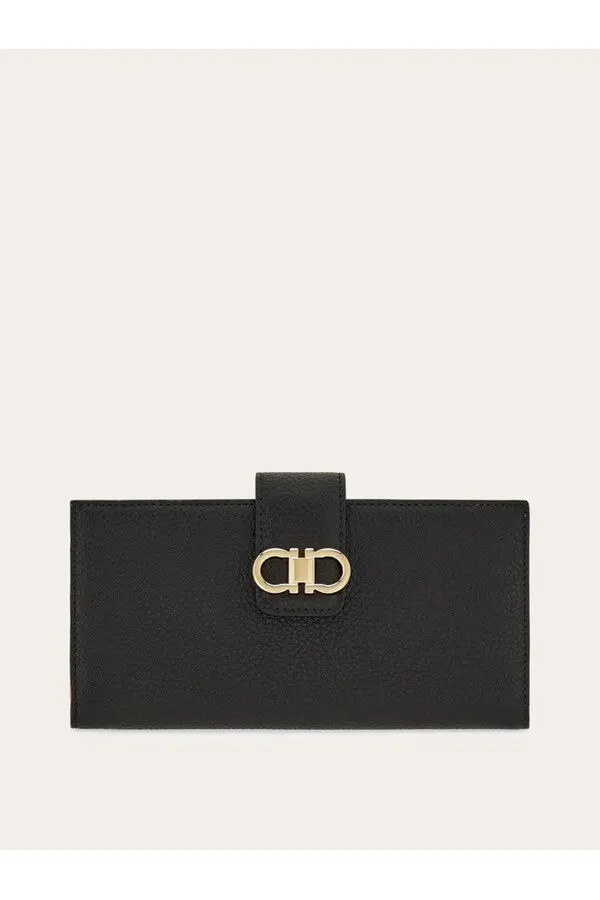FERRAGAMO Double Gancini Continental Wallet - Red