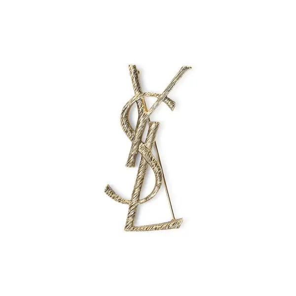 Saint Laurent Monogramme Brooch - Silver