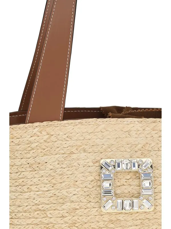 ROGER VIVIER Mini Viv’ Skate Raffia Bucket Bag