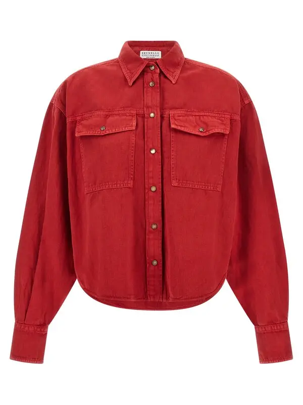 Brunello Cucinelli Cotton And Linen Shirt - Red