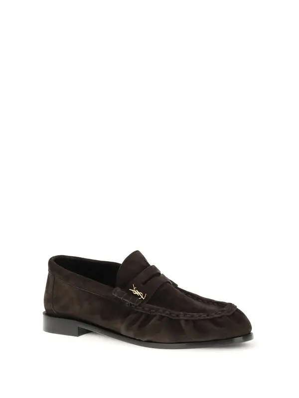 Saint Laurent Le Loafer Suede Loafers - Brown