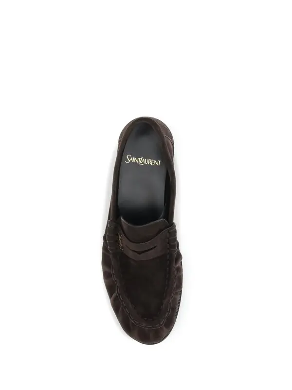 Saint Laurent Le Loafer Suede Loafers - Brown