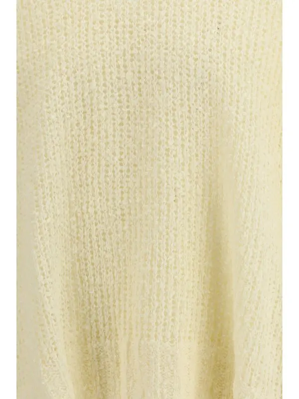JIL SANDER Openwork Crew Neck Long Sleeve Sweater - Yellow