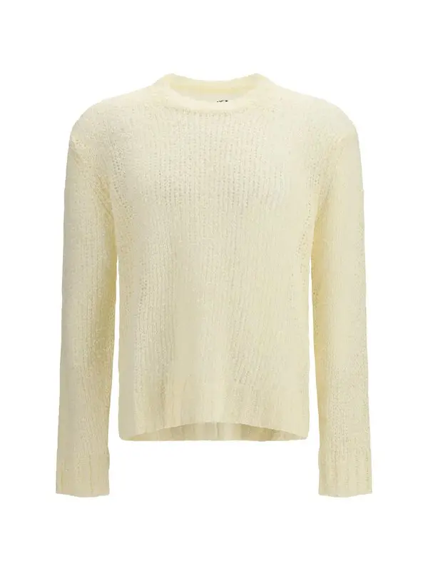 JIL SANDER Openwork Crew Neck Long Sleeve Sweater - Yellow