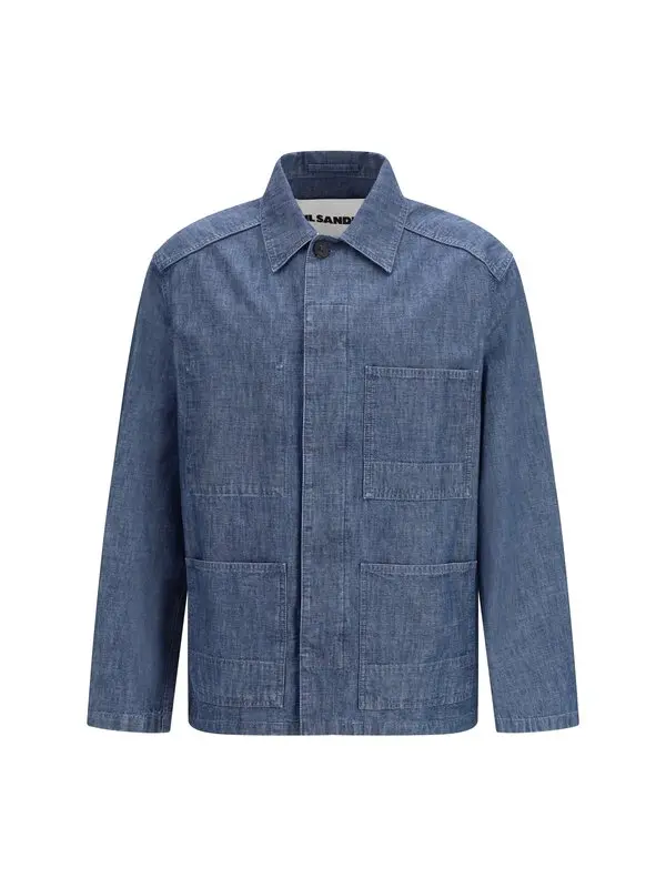 JIL SANDER Patch-pocket Chambray Overshirt - Blue
