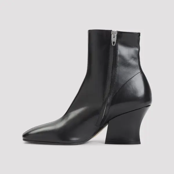 JIL SANDER Lune Sculptural Block Heel Ankle Boots - Black