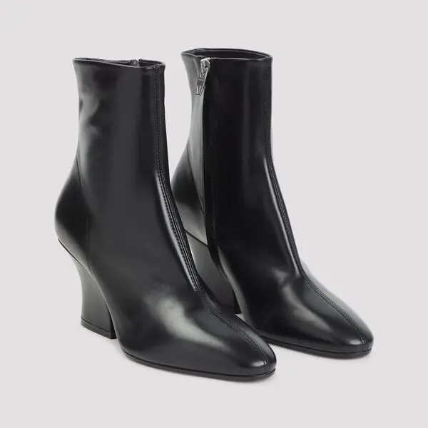 JIL SANDER Lune Sculptural Block Heel Ankle Boots - Black