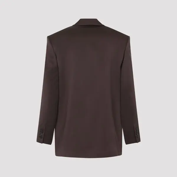 Saint Laurent Double-breasted Peak Lapel Jacket - Brown