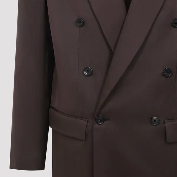 Saint Laurent Double-breasted Peak Lapel Jacket - Brown