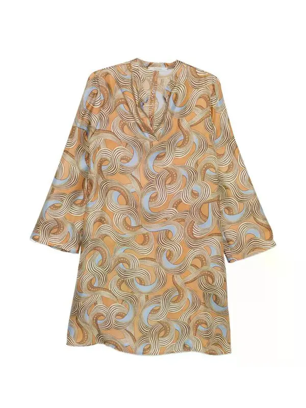 Malìparmi Abstract Print Silk Dress - Orange