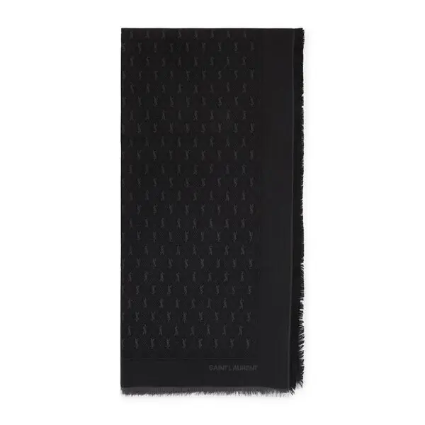 Saint Laurent Jacquard Monogram Scarf - Black