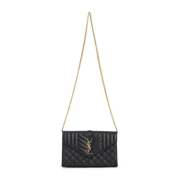 Saint Laurent Envelope Chain Wallet - Black