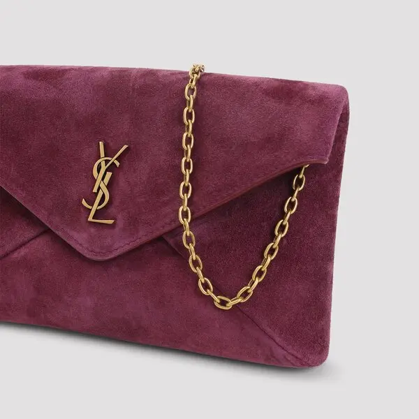 Saint Laurent Suede Envelope Chain Pouch