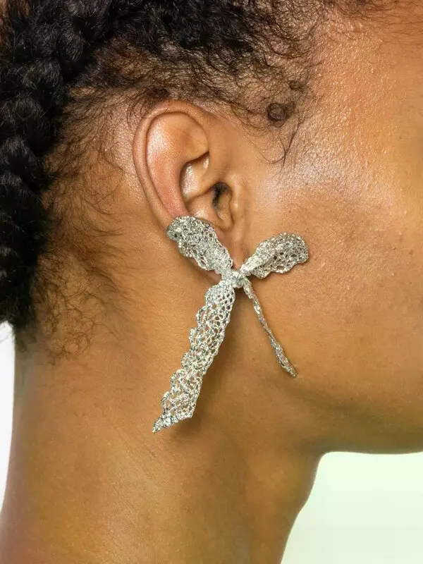 SHUSHU/TONG Lace-effect Bow Earrings