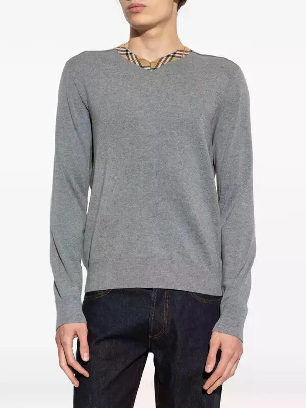 Burberry V-neck Check-trim Sweater