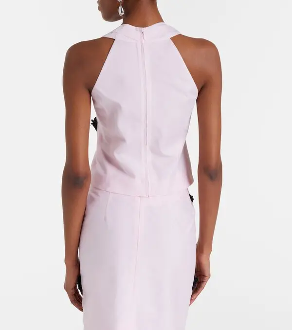 SHUSHU/TONG V-neck Floral Appliqué Top - Pink