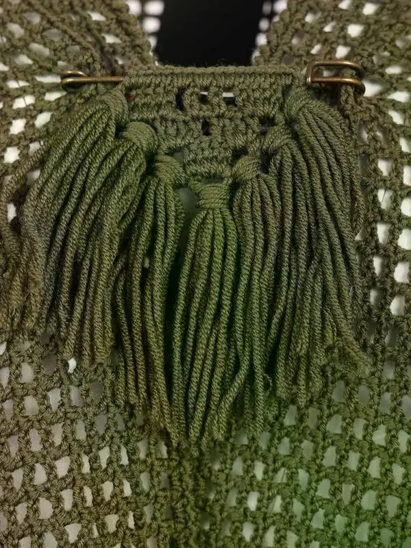 CHIARA IS Peonia Crochet-knit Fringed Shawl