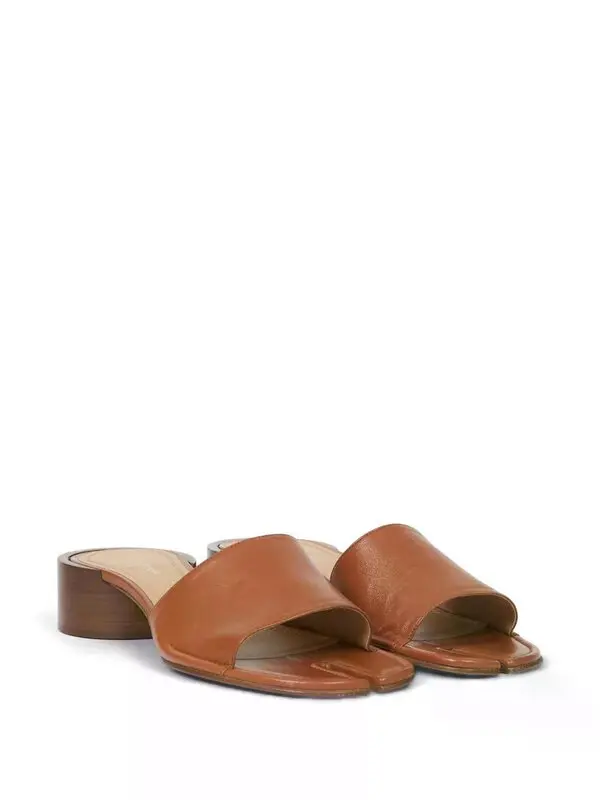 MAISON MARGIELA Tabi Leather Block Heel Sandals - Brown