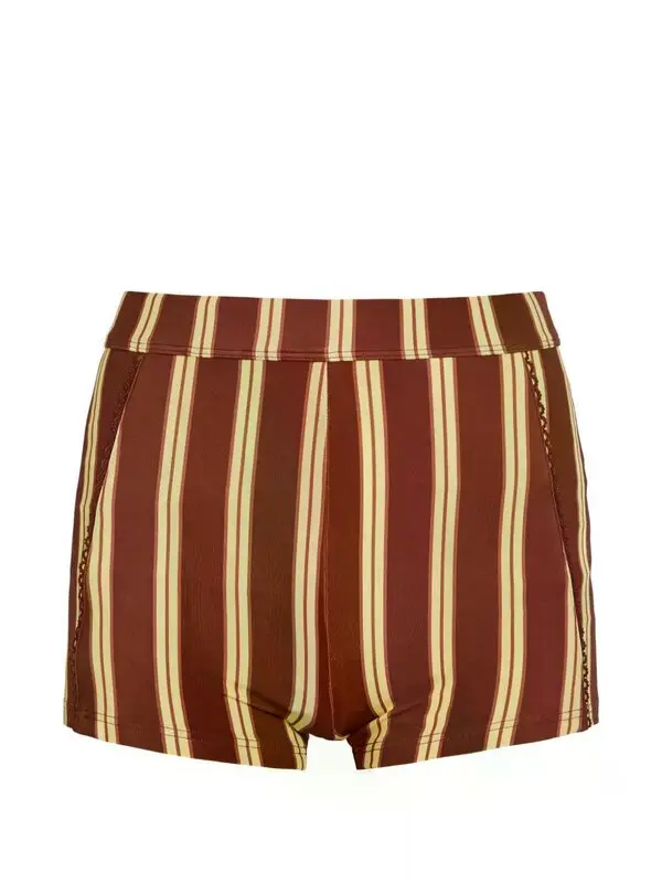 DAMSON MADDER Trudi Stripe Pattern Crochet Trim Shorts