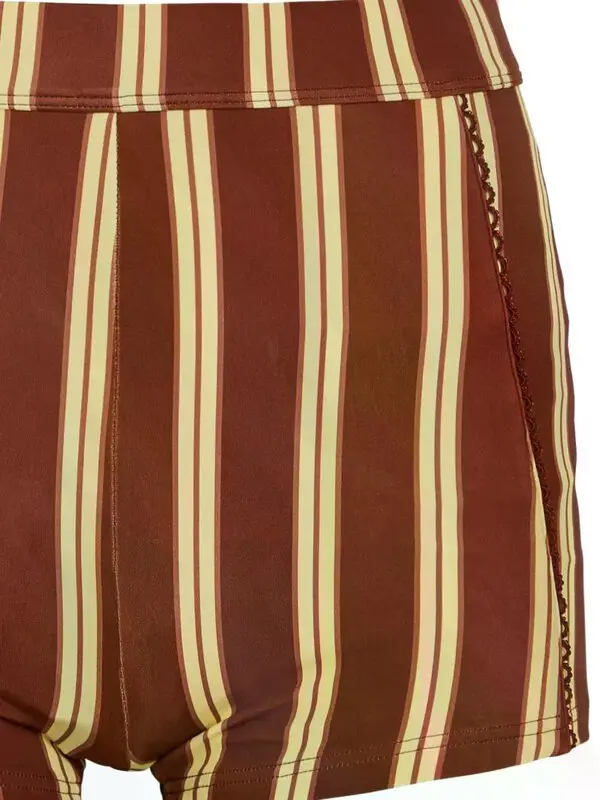 DAMSON MADDER Trudi Stripe Pattern Crochet Trim Shorts