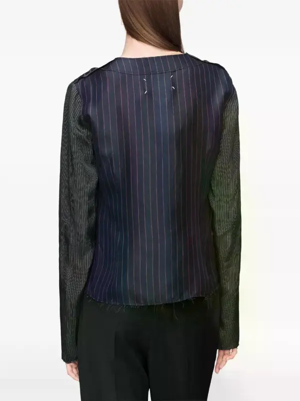 MAISON MARGIELA Patchwork Pinstripe V-neck Top