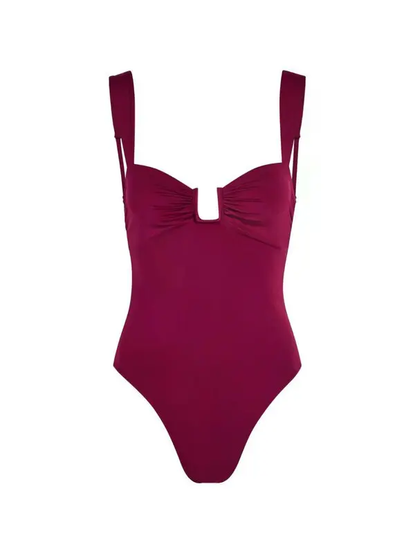 AWAY THAT DAY Cannes Ruched-detail Swimsuit - Red