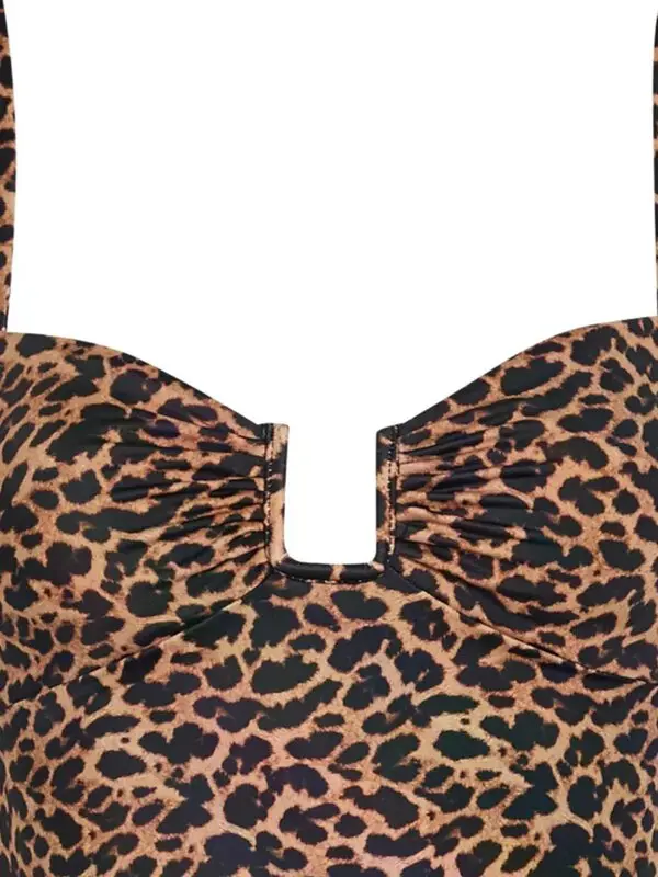 AWAY THAT DAY Cannes Leopard-print Ruched Swimsuit