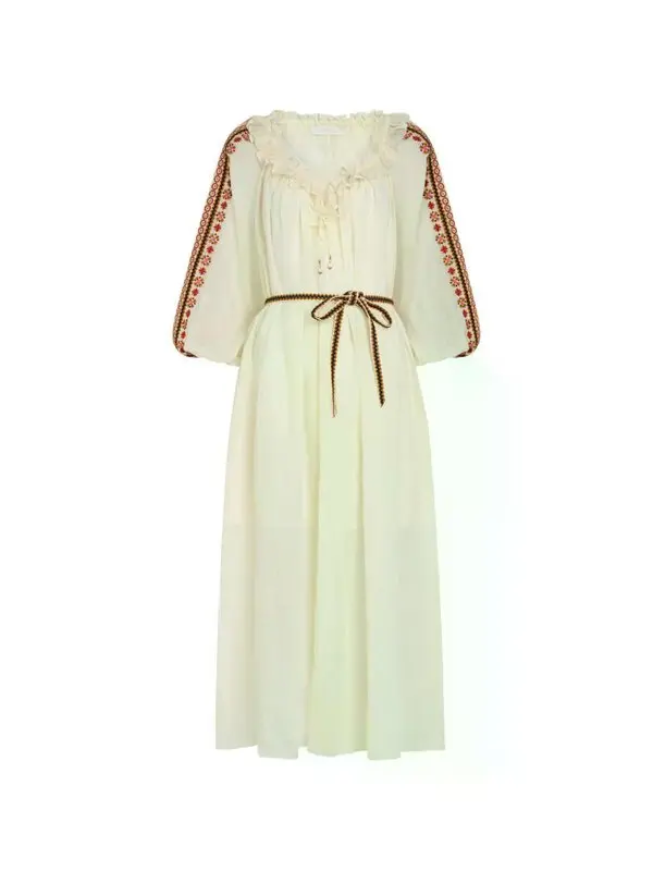 Zimmermann Aster Embroidered Ruffled Maxi Dress - Neutrals
