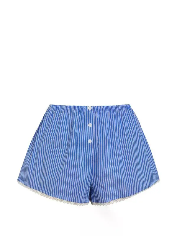 Good American Lace-trim Striped Shorts