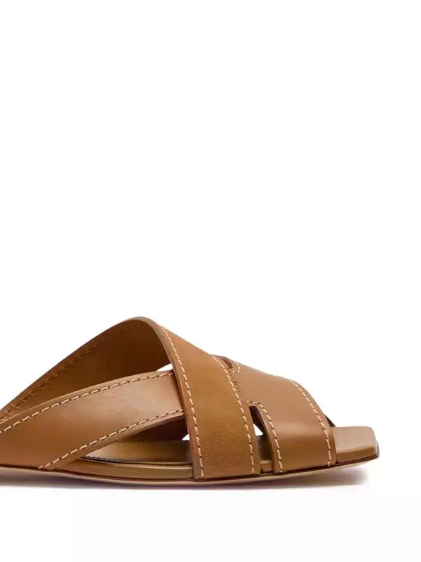 TOD'S Crossover Strap Square-toe Sandals - Brown
