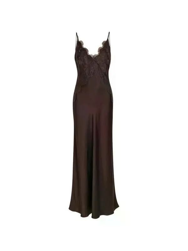 Shona Joy Simona Lace-trim Slip Maxi Dress In Dark - Brown