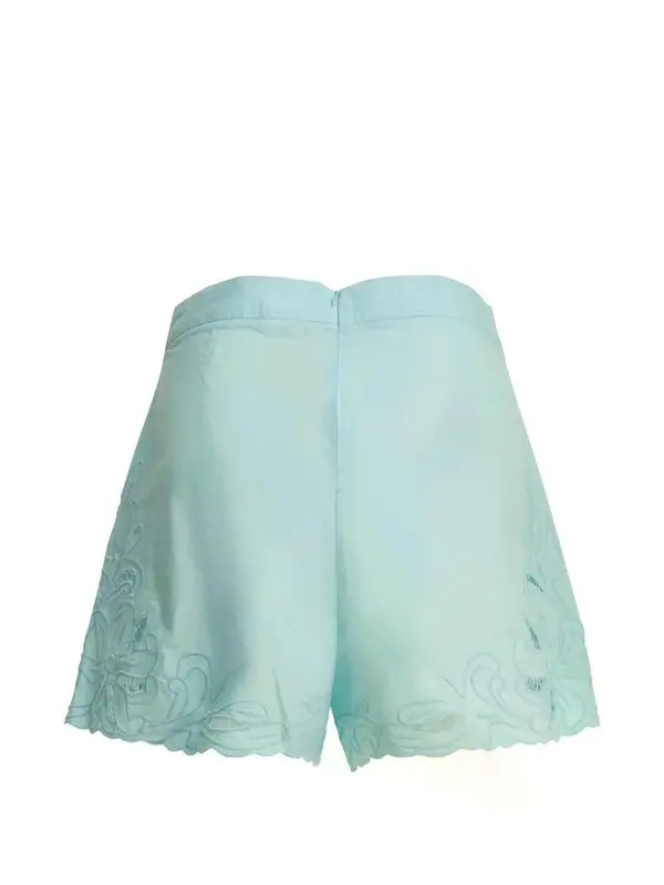 JULIET DUNN Embroidered Scallop Shorts - Blue