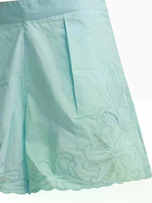 JULIET DUNN Embroidered Scallop Shorts - Blue